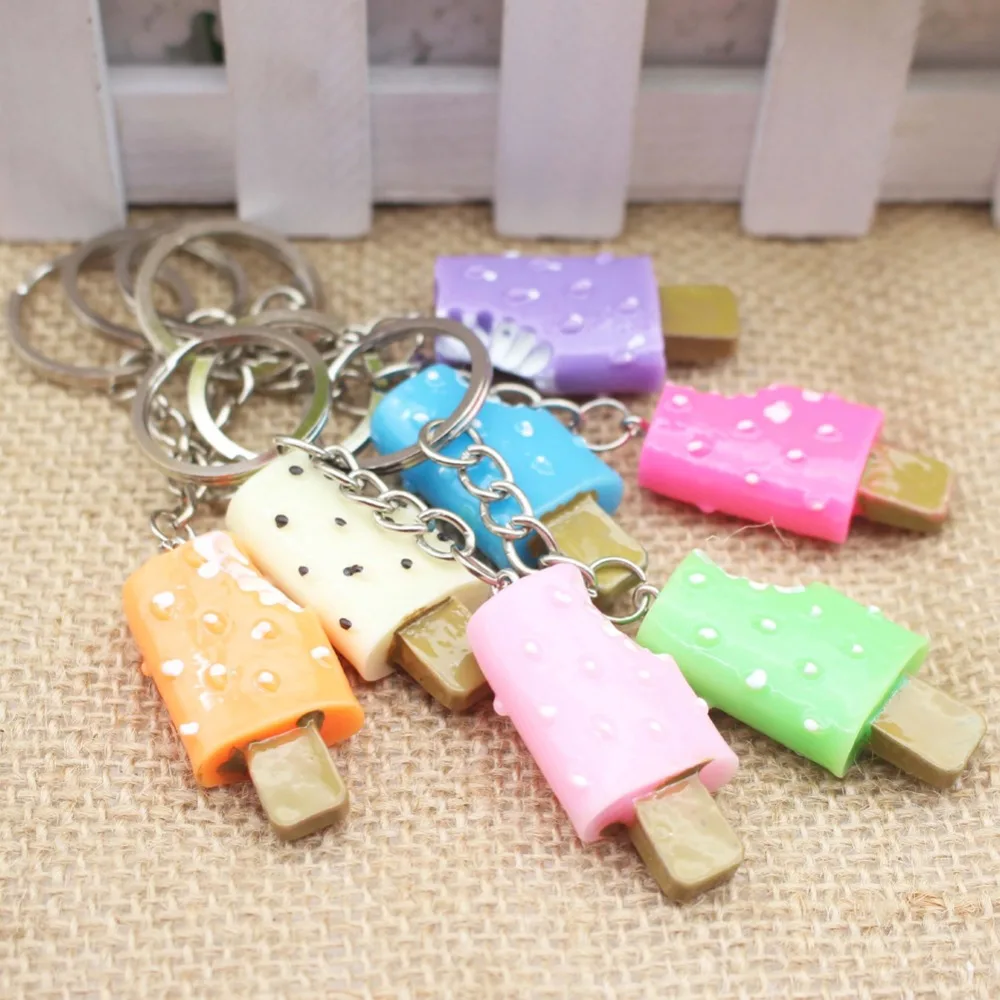 Random Multi Color Sweet Ice cream Key Rings Chains Pendant Ornament ...