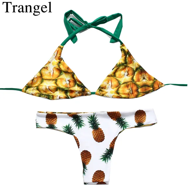 Trangel New Brazilian Swimwear Reversible Bikinis Sexy Women Swimsuit Pineapple Series Print