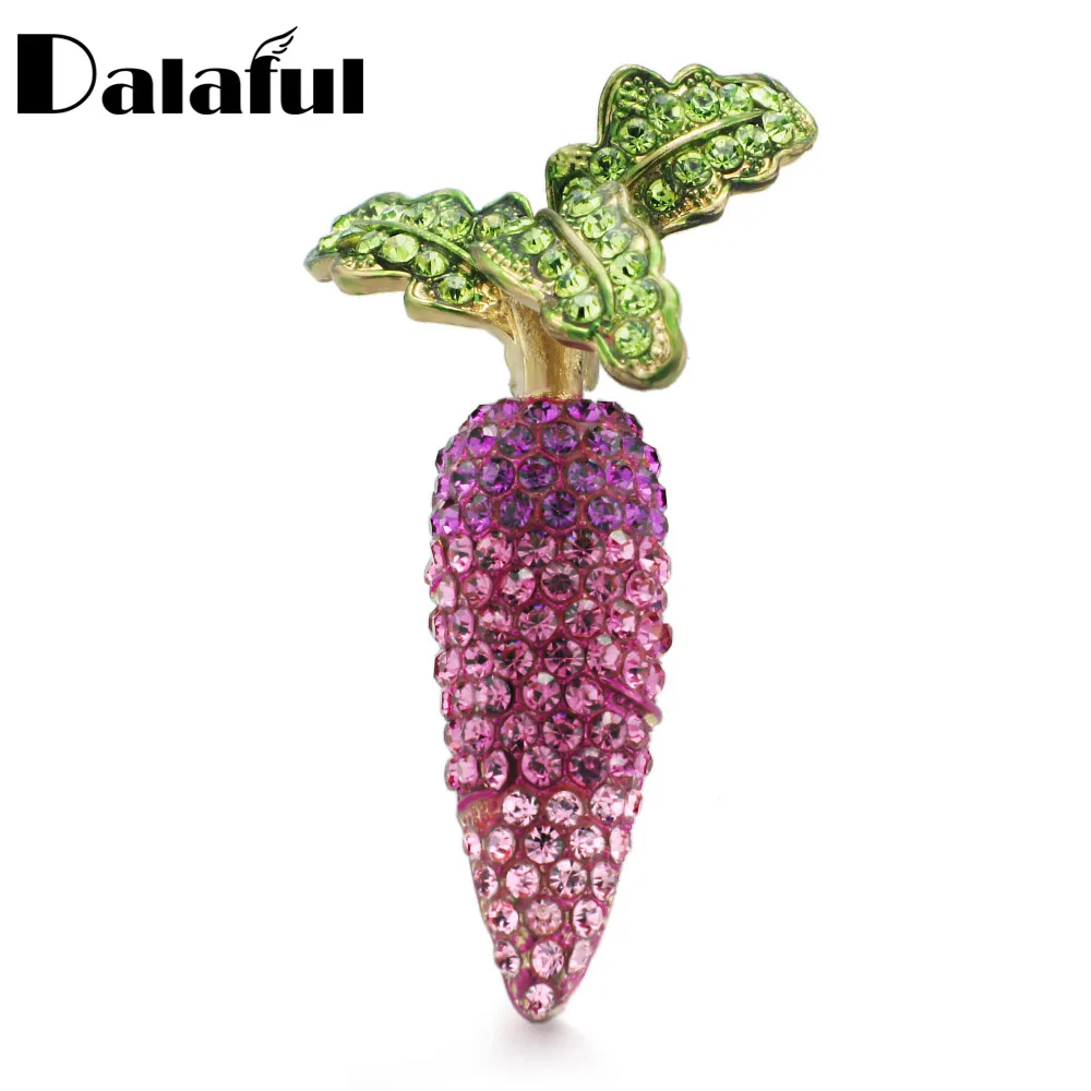 Dalaful Vivid Carrot Brooch Pins Multicolor Rhinestone Crystal ...