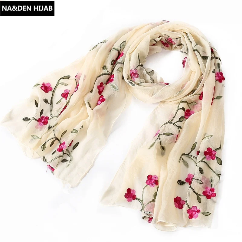 20pc NEW embroidery silk scarf elegant red floral embroider women ...