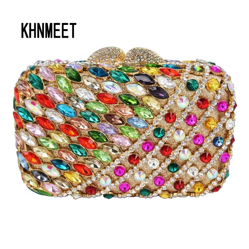 Factory Sale Luxury Crystal Diamond Clutches Multicolor Women Evening ...