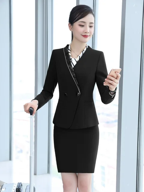 New 2019 Fashion Purple Blazer Women Business Suits Skirt and Jacket ...