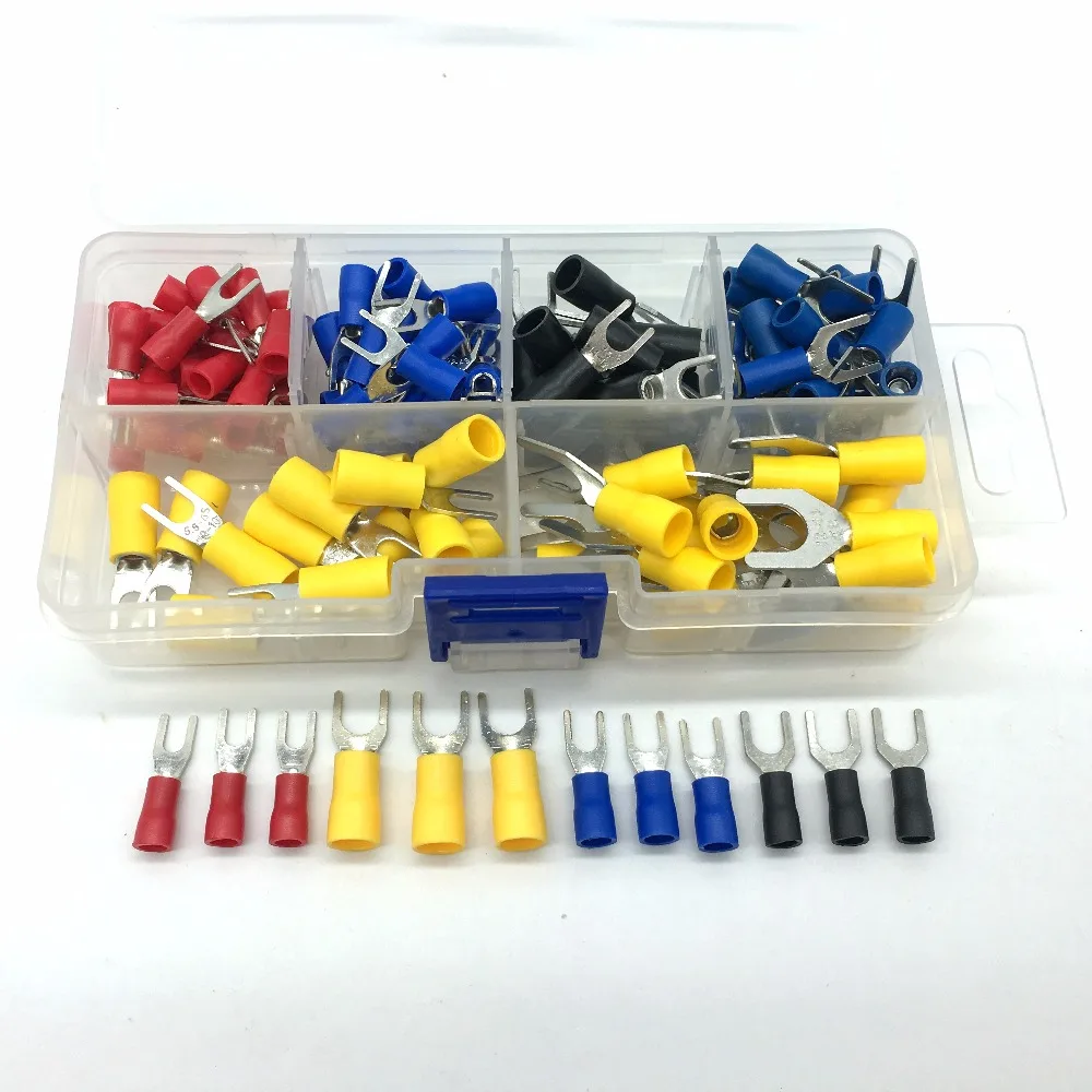 110pcs-Spade-terminal-Copper-Crimp-Connector-Insulated-Cord-spade-End ...