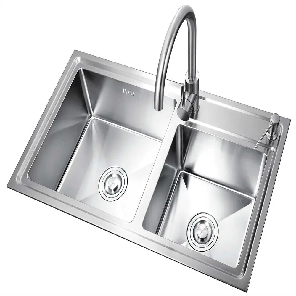 Brushed Handmade 304 Stainless Steel Kitchen Sink -in Kitchen Sinks ...