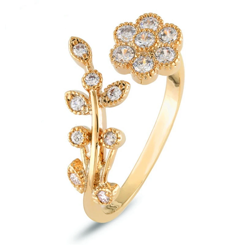 Anillo de flor con abalorio de moda Meajoe para mujer, anillo de Metal ...
