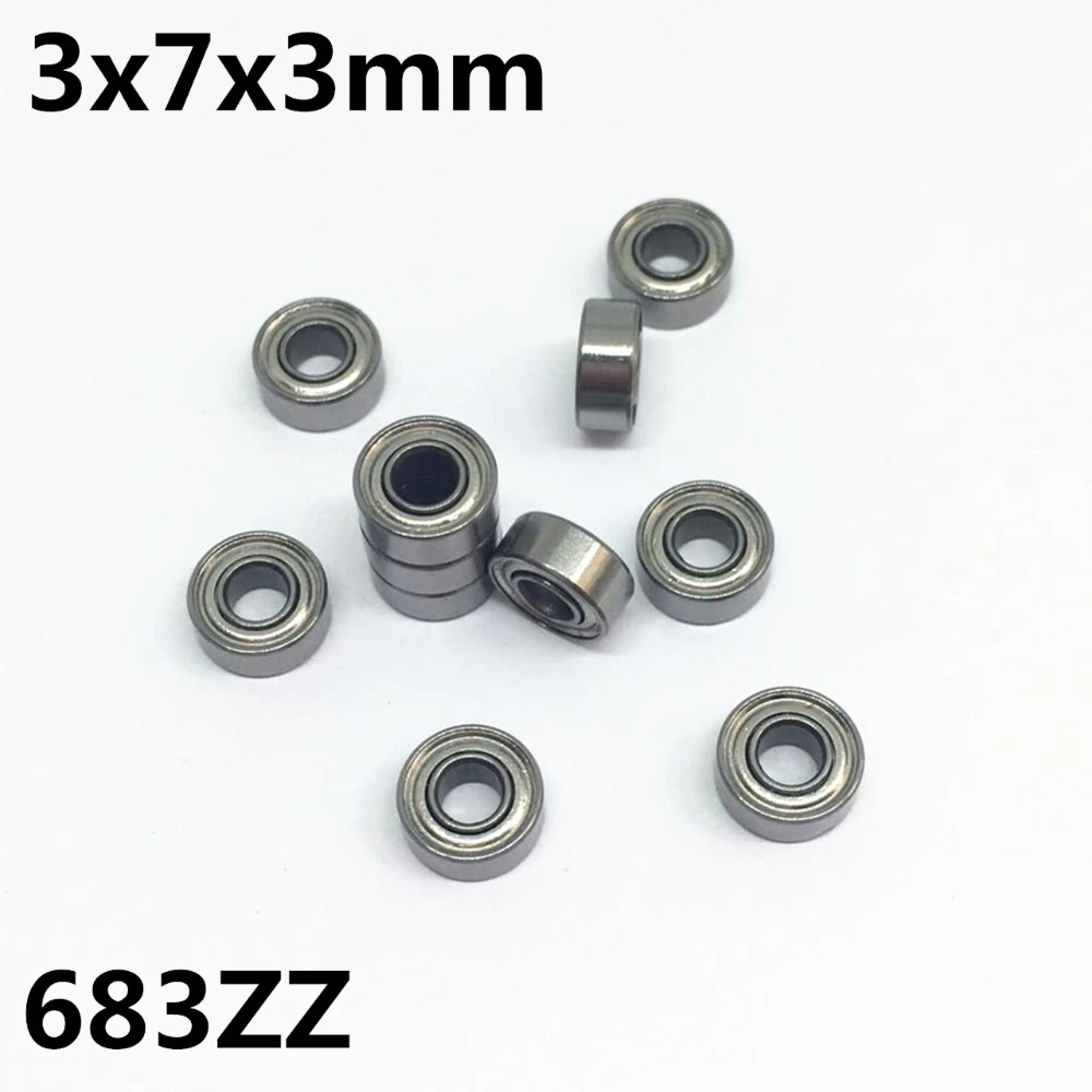 10pcs 683zz L-730zz 3x7x3 Mm Deep Groove Ball Bearing Miniature Bearing ...