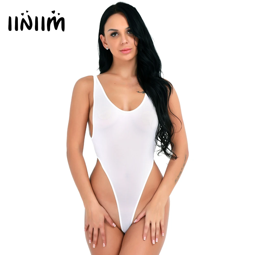 Iiniim Sexy Women Lingerie Body Suit High Cut Backless See Through