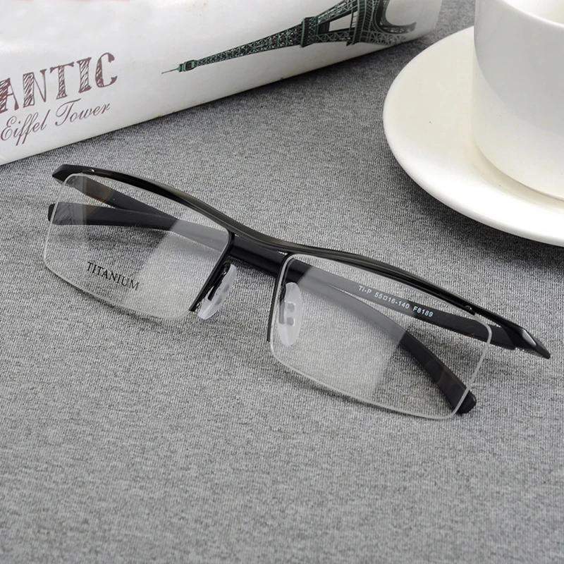 Browline-Half-Rim-Titanium-Metal-Glasses-Frame-for-Men-Eyeglasses ...