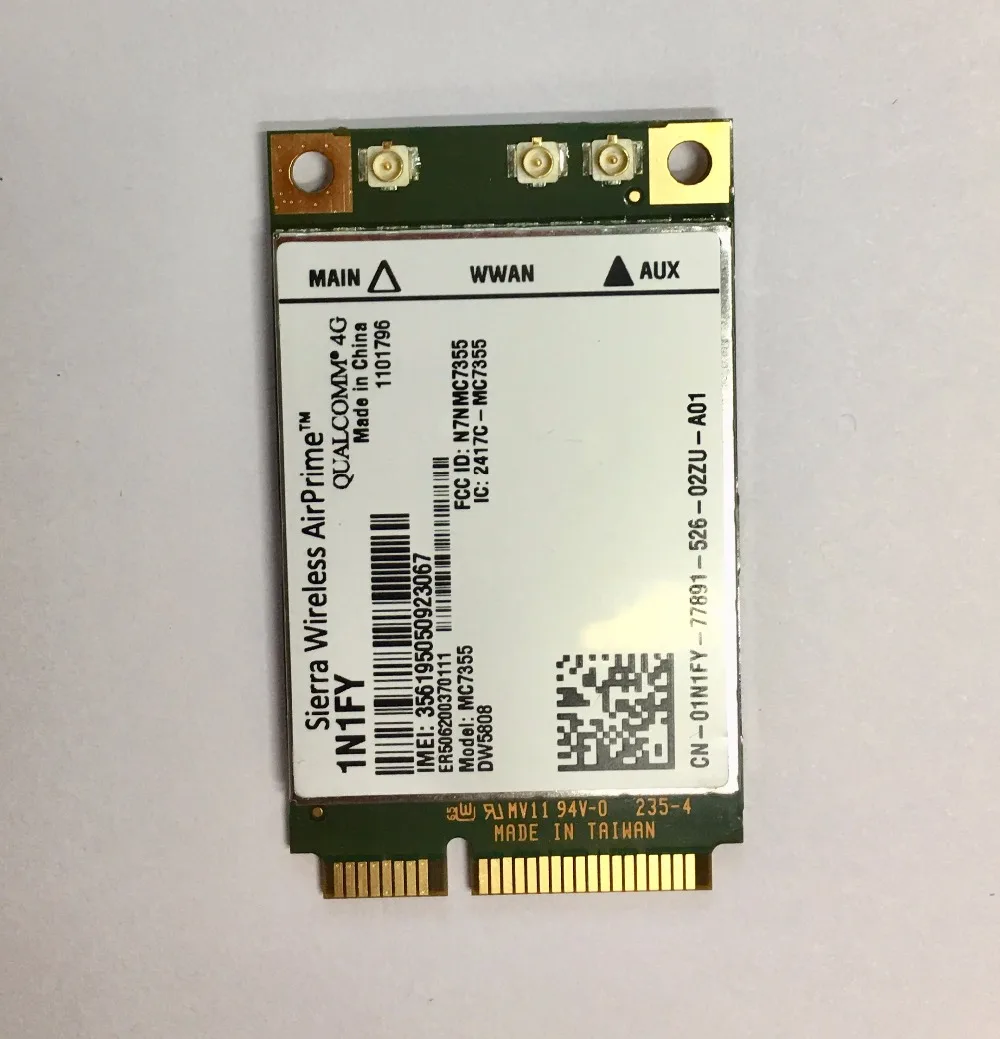 MC7355 DW5808 1N1FY DELL 용 시에라 무선 미니 PCIE 4G UMTS, HSDPA, HSPA +, LTE ...