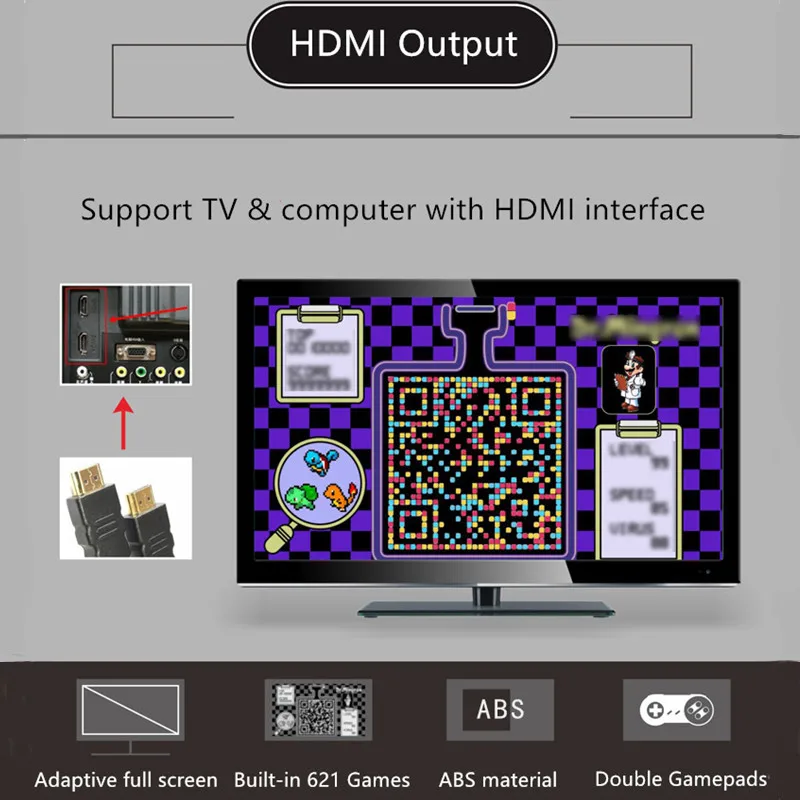 Mini HDMI Video Game Console With Double Gamepads Handheld TV Game ...