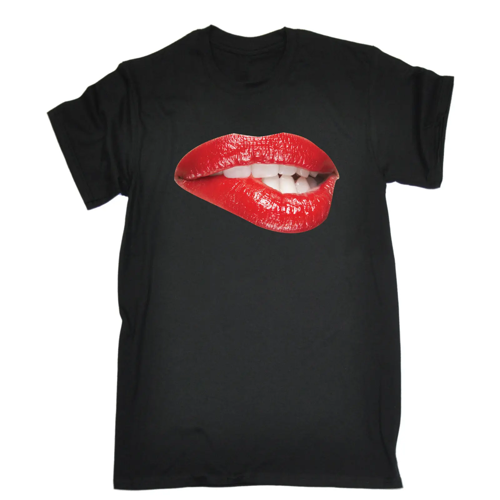 Sexy Biting Red Lips T Shirt Tee Hipster Kiss Funny Birthday T Present Him Hip Hop Novelty T