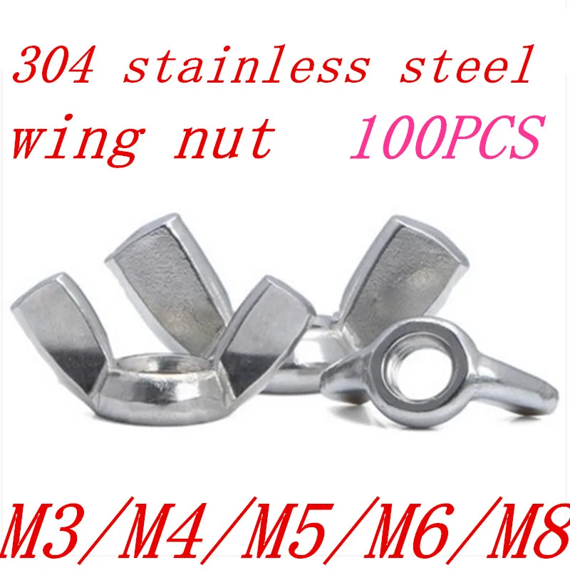 100pcs M3 M4 M5 M6 M8 DIN315 304 Stainless Steel Hand Tighten Nut ...