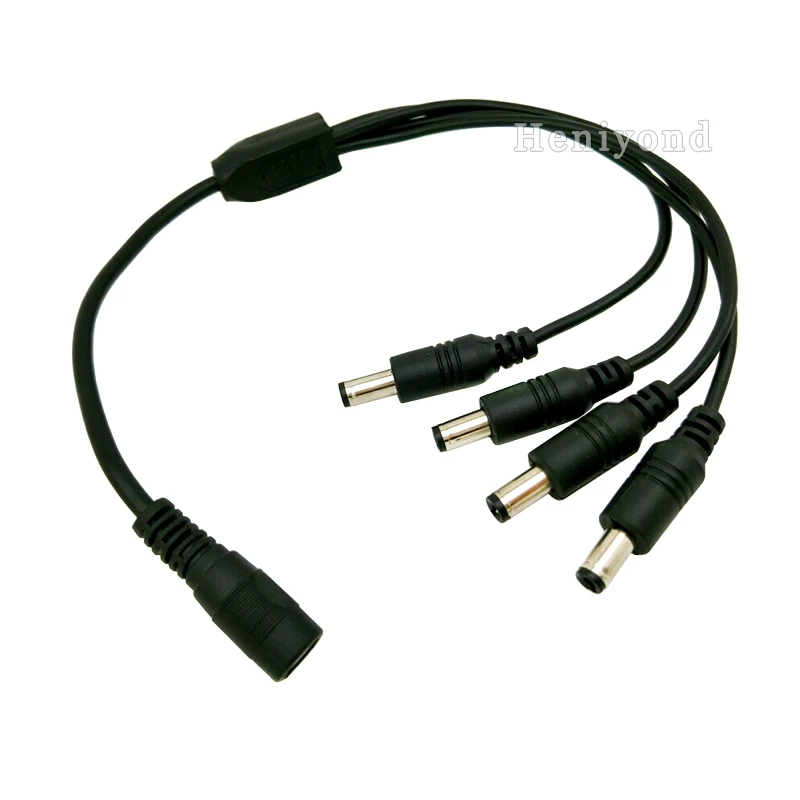 2pcs/lot Dc Power Splitter 4 Way Power Splitter Cable 1 Male To 2 Dual ...