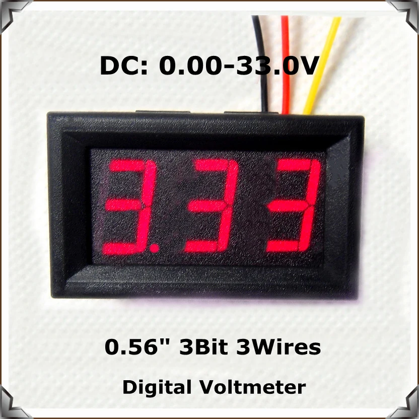 Dc 0-33.0v Display Led Color 0.56" Digital Voltmeter 3 Wires 3bit Voltage Meter [50 Pcs/lot ...