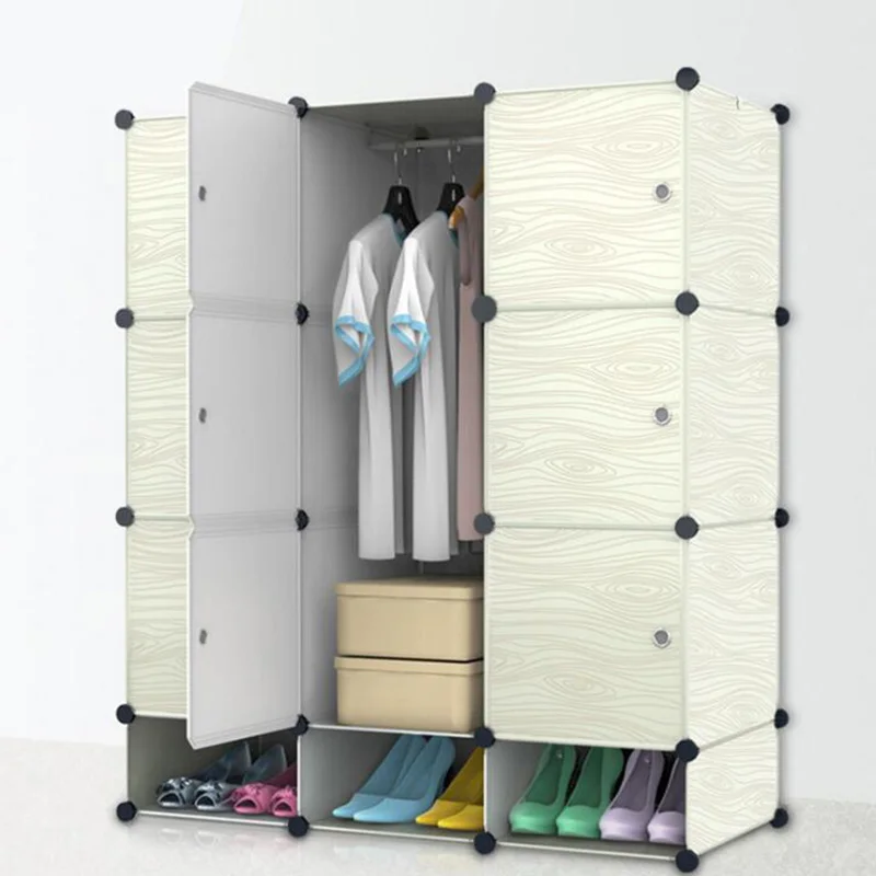 2019 Modern Wood Imitation Wardrobe DIY Assembly Home Hanging Wardrobes ...
