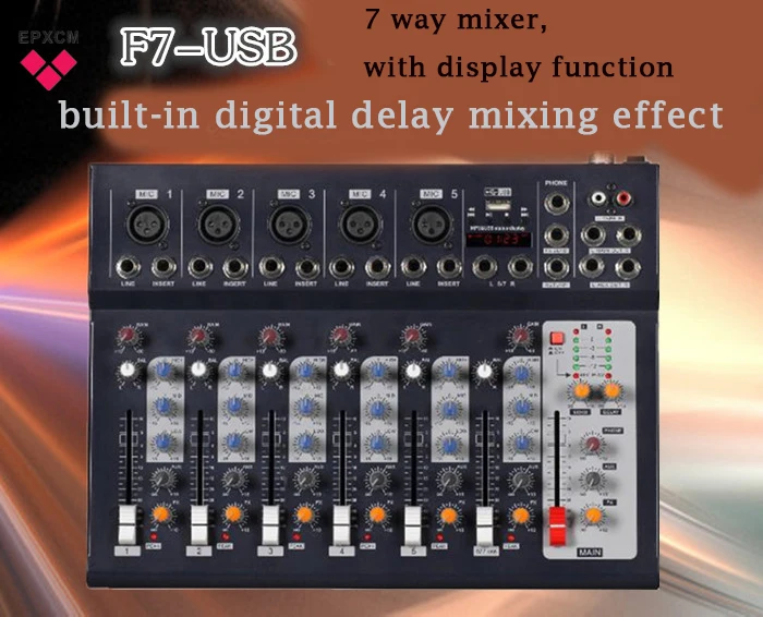 New version of the F7 mixer with mixing USB interface digital display 7 ...