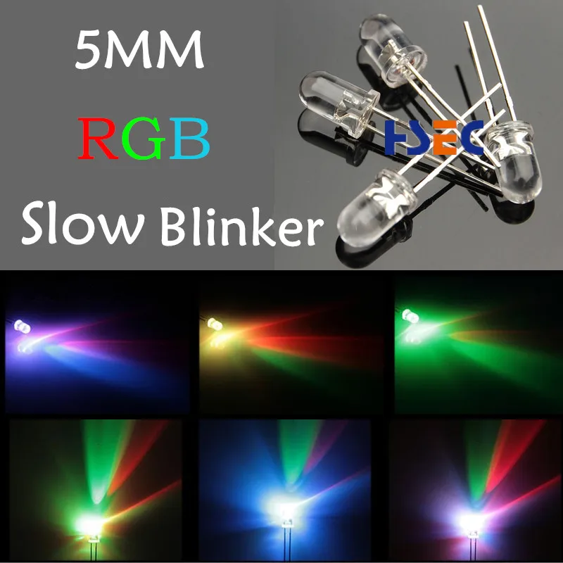 Diodos LED RGB de 5mm de 1000 piezas, Diodo LED de Flash lento, Color ...