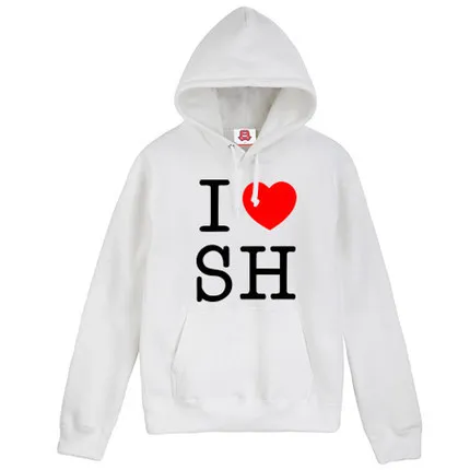 New Style I Love Sh Characters Printing Fleece Hoodie Fashion Free ...