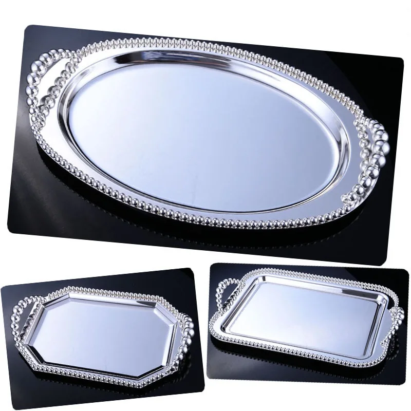 Europe Silver Plated Fruit CakeTray Kitchen Tray Iron Metal Wedding ...