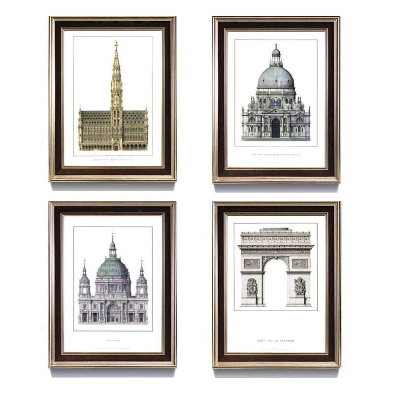 European-Retro-Architectural-Design-Classic-Poster-Canvas-Painting ...