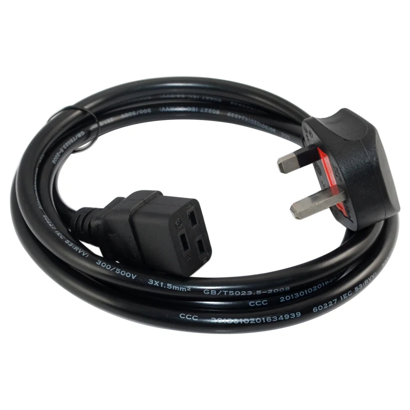 1.8m IEC/Kettle C19 to UK Plug 3 Prong AC Power Cable Adapter Lead Cord ...