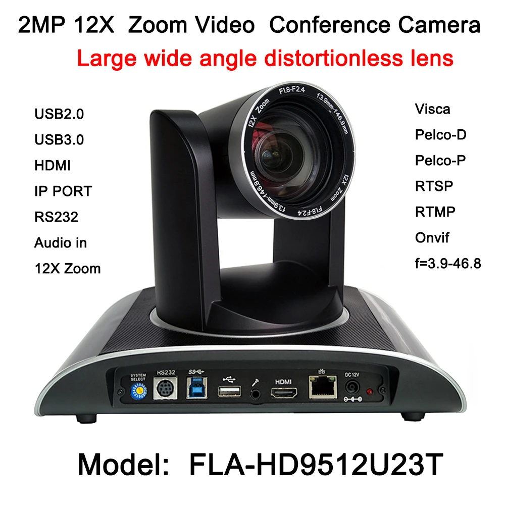 2MP HDMI Full HD Broadcast 12X Zoom PTZ Video Conference Camera Audio ...