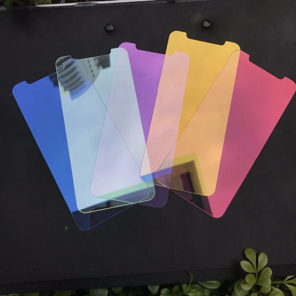 colourful mirror Anti Glare tempered glass for iphone X 10 9H hardness ...