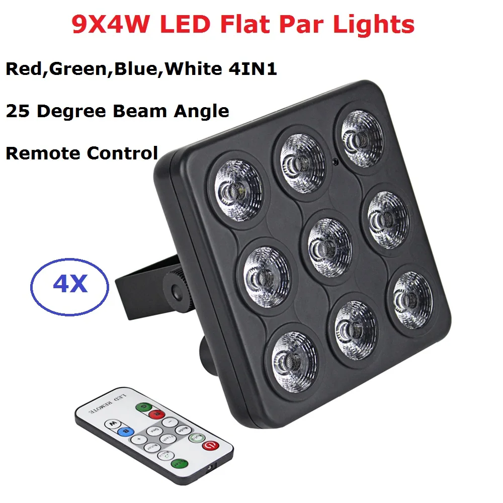 4Pcs/Lot DMX / IR Remote Control LED Show Panel 9X4W RGBW 4IN1 Luxury ...