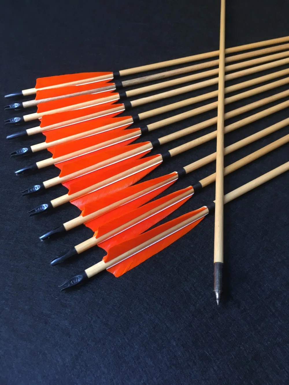 6/12 pcs tranditional wooden arrow turkey feather wood arrows archery ...