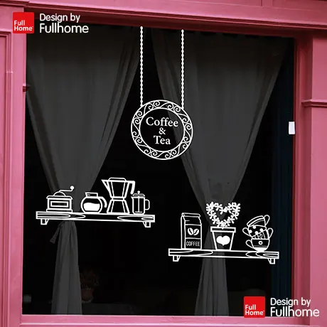 Gratis verzending Koffie winkel sticker cafe winkel decoratie stickers ...