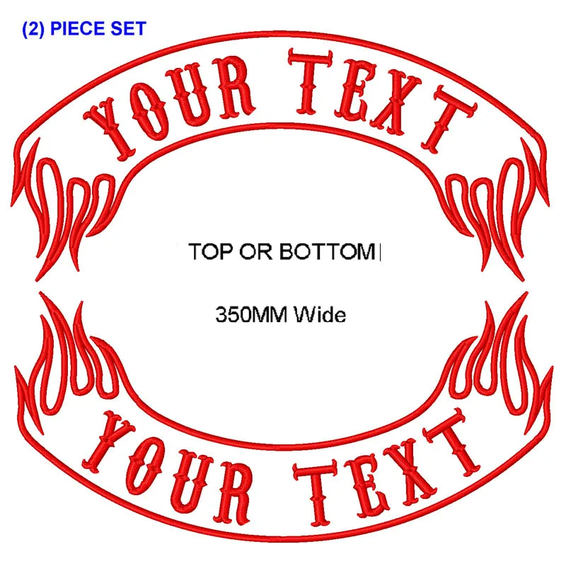350MM wide 2 PCS TOP OR BOTTOM MOTORCYCLE BIKER CUSTOM EMBROIDERED MC ...