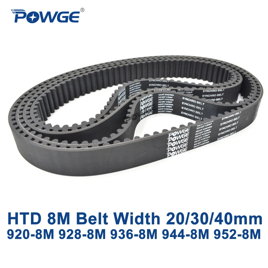 POWGE HTD 8M synchronous Timing belt C=920/928/936/944/952 width 20/30/40mm Teeth 115 116 117 ...