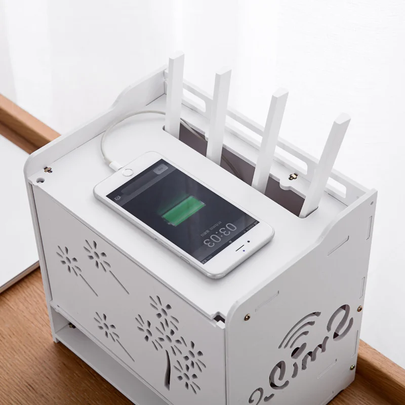 3 Layers Desktop Wifi Router Storage Box Socket Wire Organizer Box TV ...