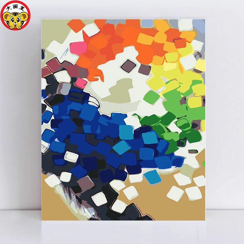 painting by numbers art paint by number Abstract color blocks with oil ...