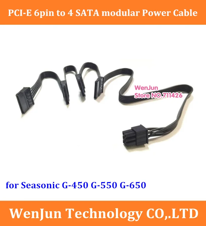 PCI-E 6pin to 4 SATA 15pin modular power supply cable for Seasonic SSR ...