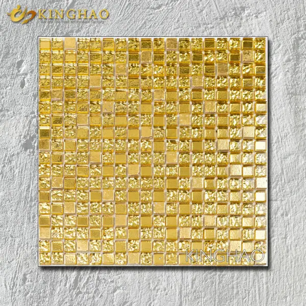 [KINGHAO] crystal glass mosaic gold kitchen backsplash cheap wall tiles 3d glass mosaic ...