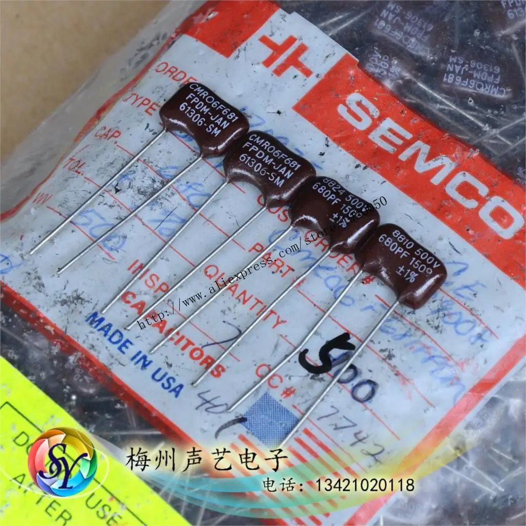Original US JAN grade silver mica capacitors 500V 680P 681 680PF 150 ...
