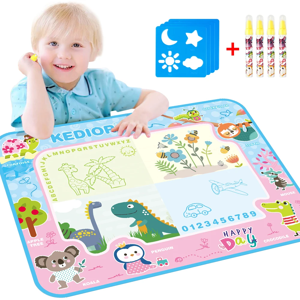 80x60cm-Rainbow-Water-Drawing-Mat-4-Pens-4-Pcs-Plastic-Template-Water ...