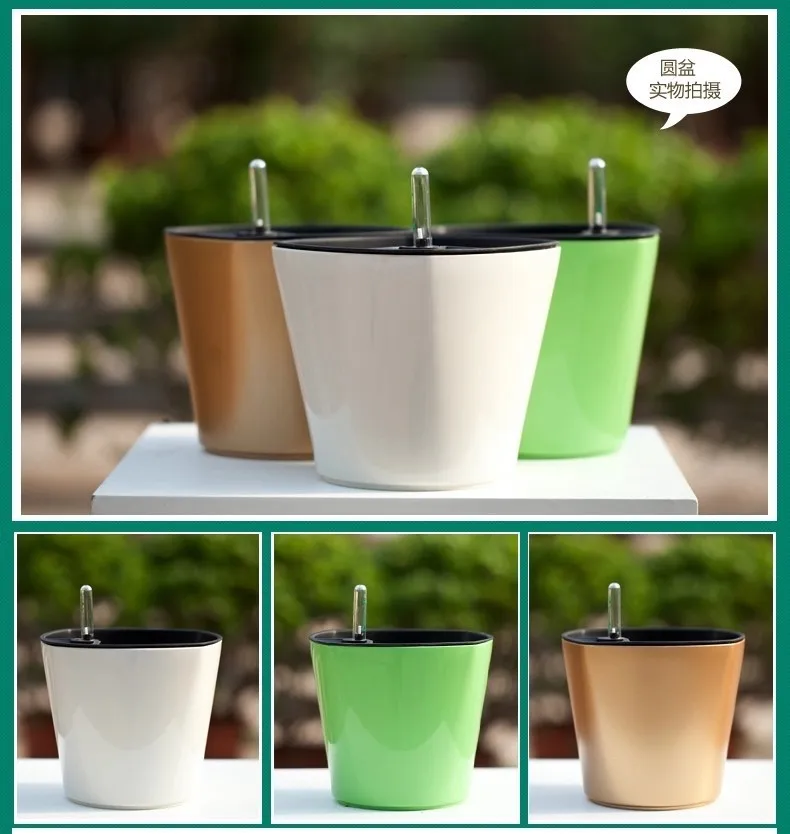Lazy flowers square intelligent water storage pots ABS resin pots ...