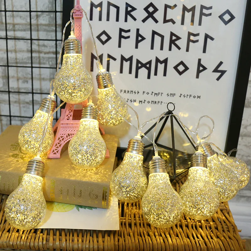 10Led Fairy Retro Edison Particles Bulb Battery Operated String Lights ...
