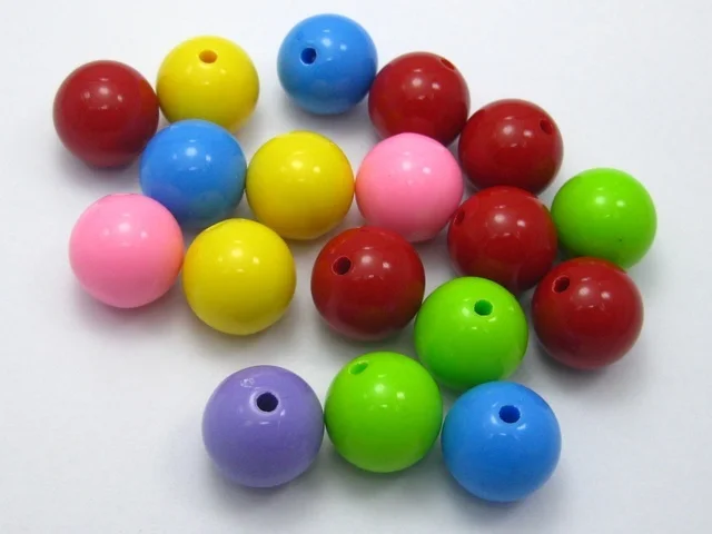 30 Mixed Bubblegum Color Acrylic Round Beads 16mm(0.62") Smooth Ball ...
