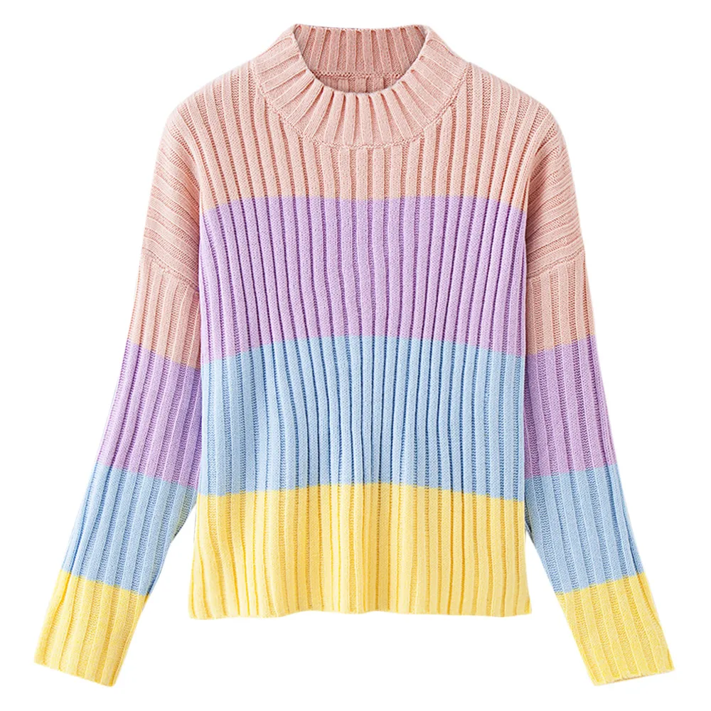 Kenancy Rainbow Colorful Cute Women Sweaters 2018 Autumn Winter ...