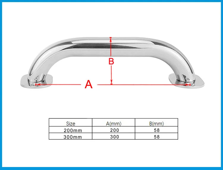 200mm Marine Grade 316 Stainless Steel Grab Handle Door Handrail Grip ...