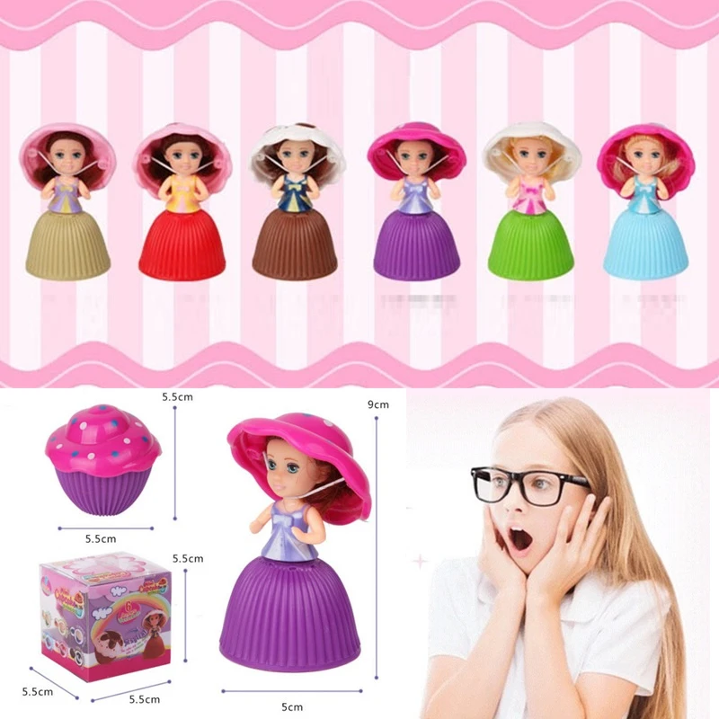 6Pcs/Lot 9cm Surprise Cupcake Beautiful Dolls Mini Cup Cake Princess ...