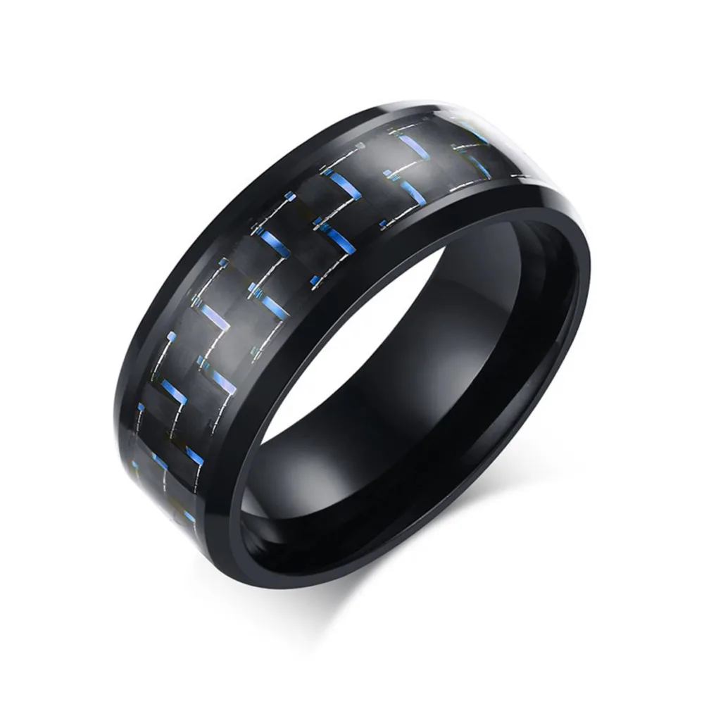 Fashion Black Simple Men Ring 8mm Men Jewelry Stainless Steel Rings ...