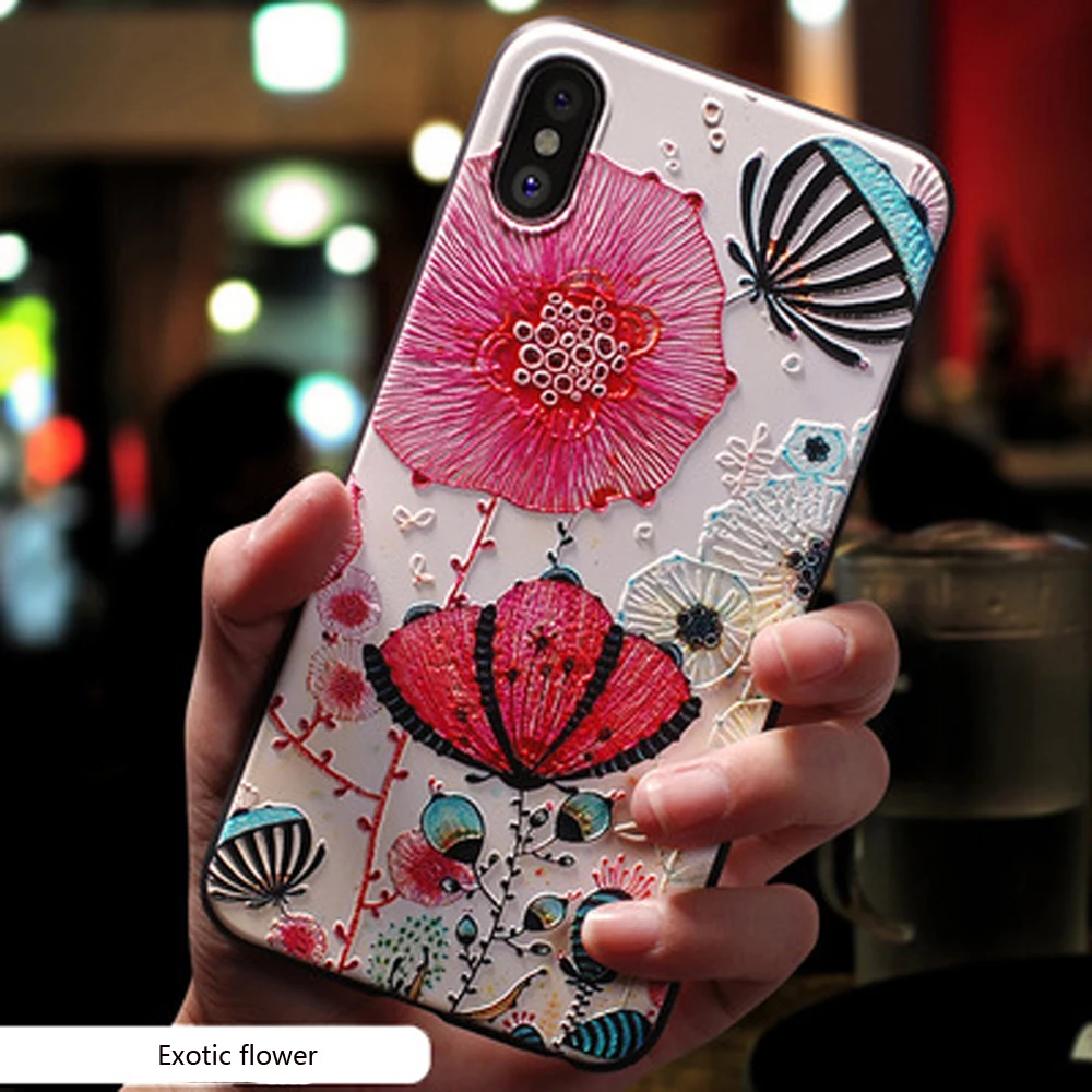 JUKPOP Cute 3D Emboss Cartoon Patterned Phone Case For iphone X 8 7 6 ...