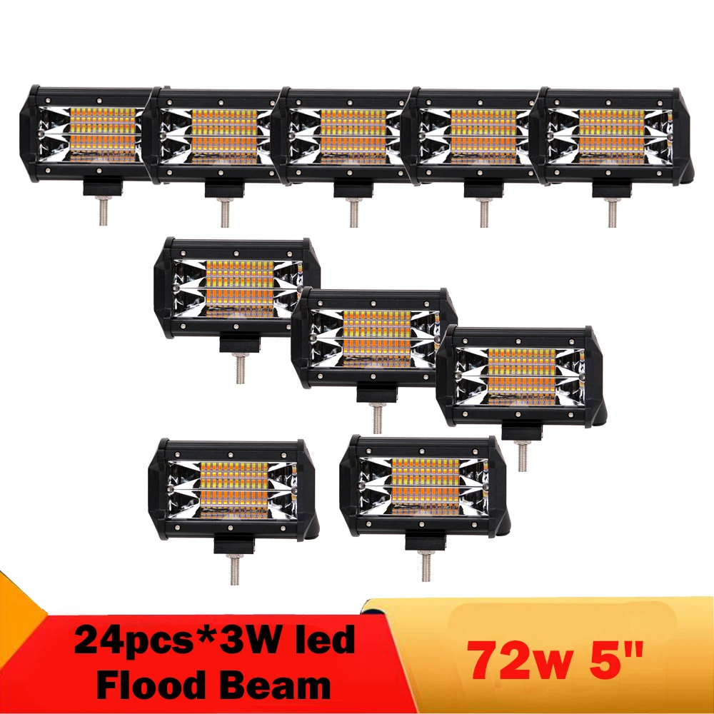 Off road LED 5'' 72W Work Light Flood Beam LED Bar Car Daytime Running Lamp Auxiliary Headlights ...