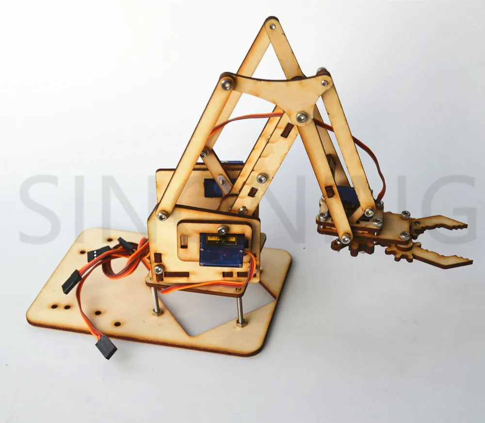 Robotic Arms Kit DIY 4 DOF Wood Robotic Mechanical Arm Robot Mechanical ...