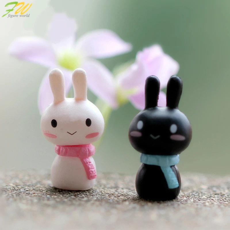 Couple rabbit miniature figurines toys cute lovely Model Kids Toys 2 ...
