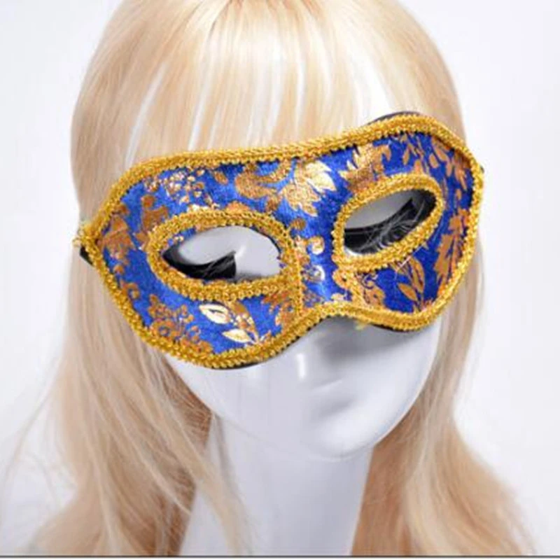 1Pcs Half Face Gold Pattern Plastic Carnival Masks 5 Colors Wrapped ...